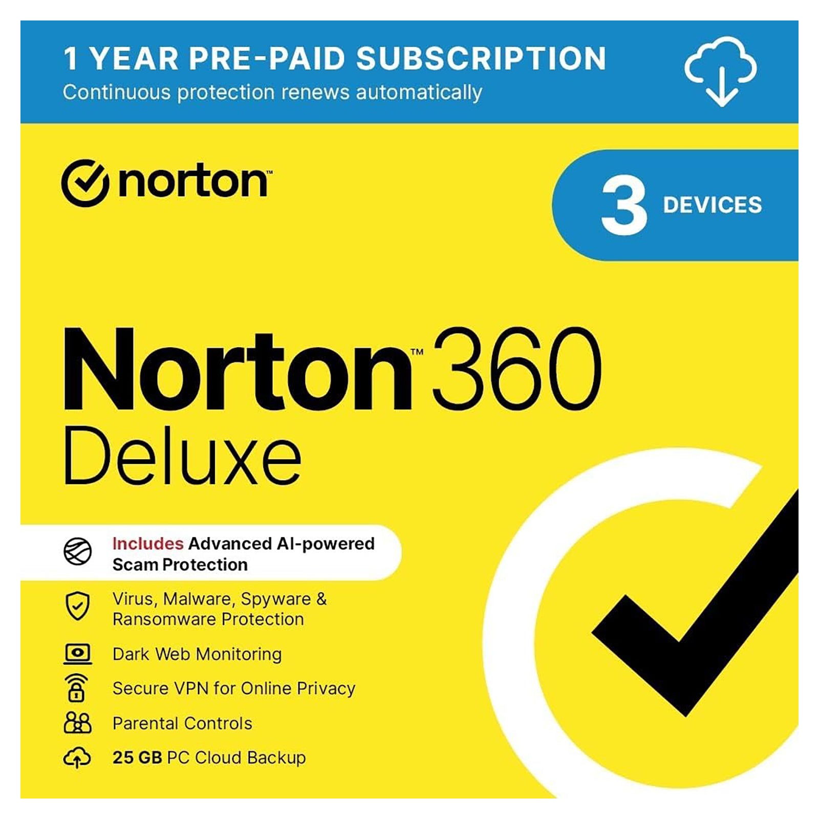 Norton 360 Deluxe, 3 Devices, 1 Year | Extreme Hardware